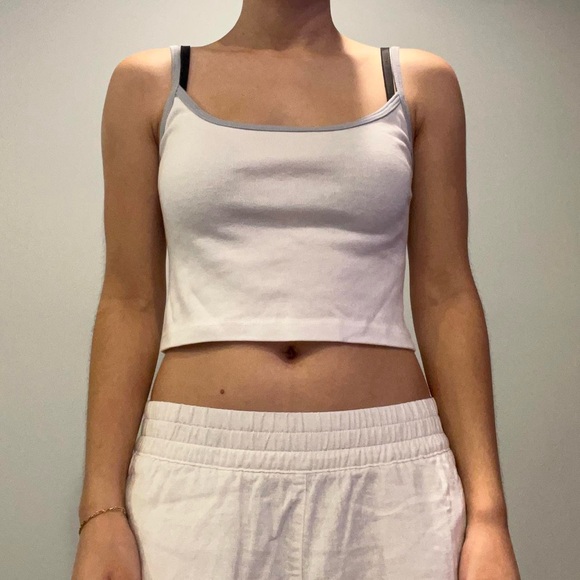 Brandy Melville | Tops | Brandy Melville White Tank Top With Black ...